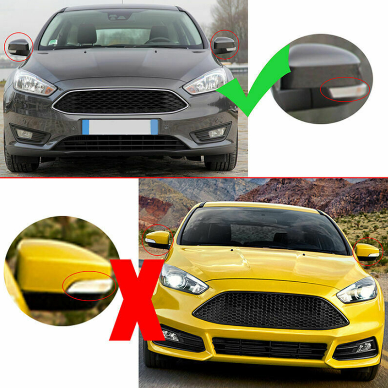 Pair For Ford Focus MK3 2012-2017 Door Wing Mirror Cover Caps Carbon ...